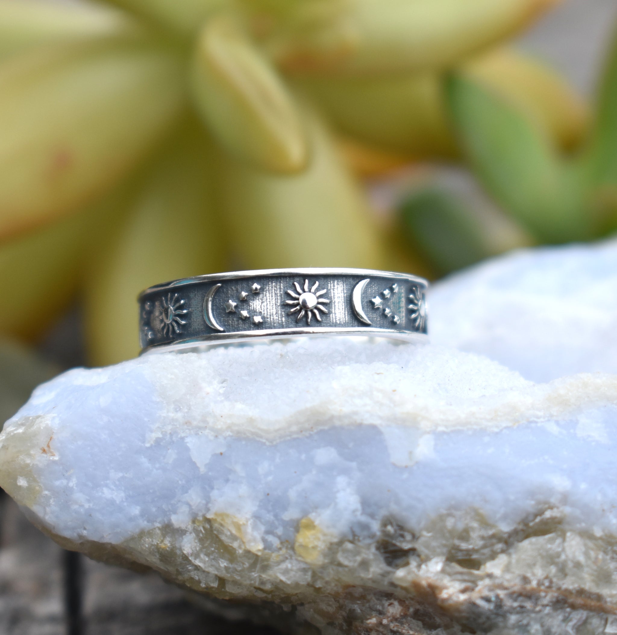 Celestial Ring- Moon Sun Stars Ring, Crescent Moon Ring- Eternity Ring – A Wild Violet