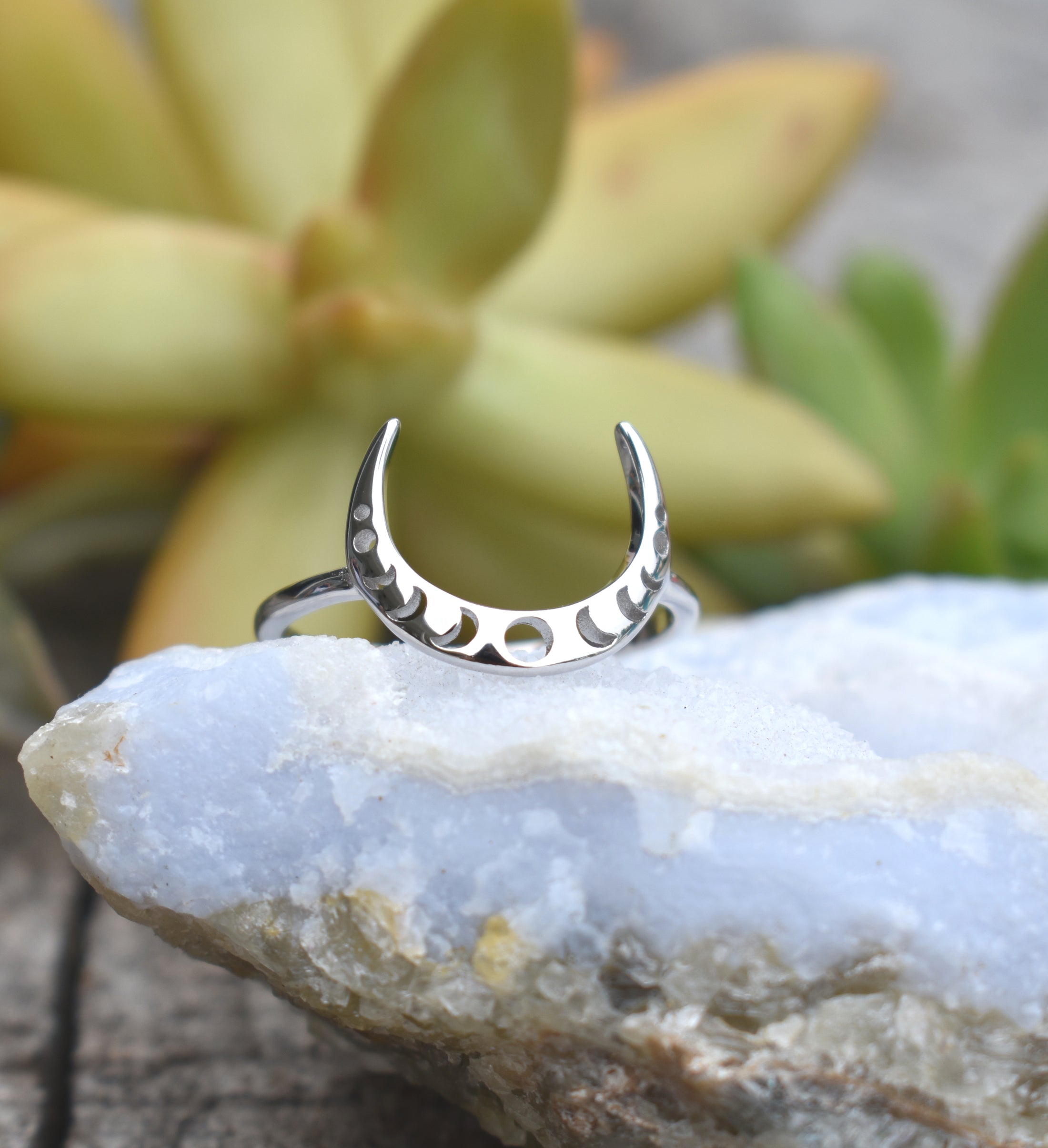 Moon Phase Ring-Crescent Moon Ring, Silver Moon Ring, Luna Ring-Sterli ...