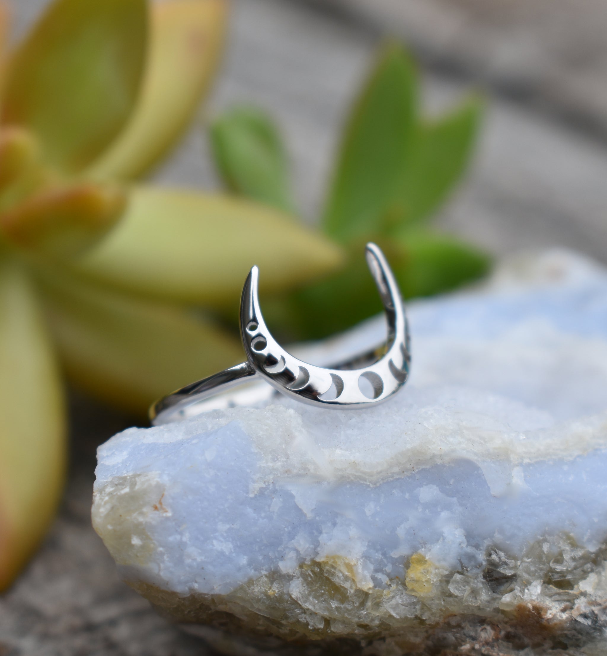 Moon Phase Ring-Crescent Moon Ring, Silver Moon Ring, Luna Ring-Sterli ...