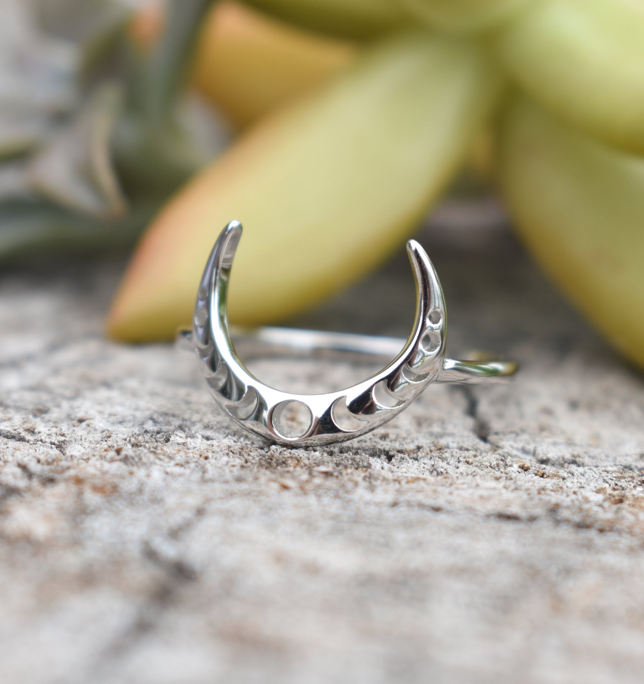 Moon Phase Ring-Crescent Moon Ring, Silver Moon Ring, Luna Ring-Sterli ...