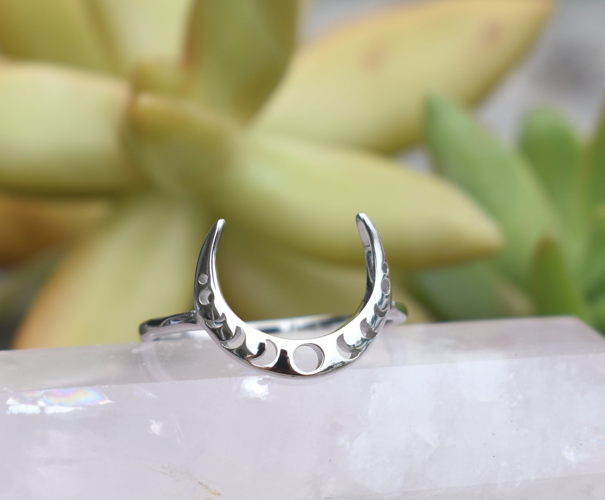 Moon Phase Ring-Crescent Moon Ring, Silver Moon Ring, Luna Ring-Sterli ...