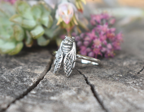 Cicada Ring- Brood Cicada, Entomologist, Cicada Wing, Renewal- Silver ...